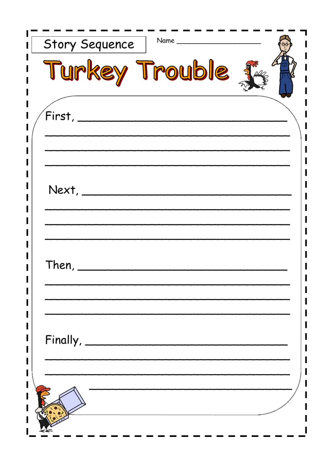 Turkey Trouble Main Idea Retell Summarize Story Elements & Sequence ...