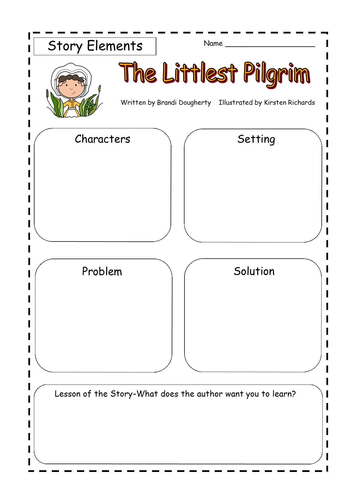 The Littlest Pilgrim Main Idea Story Elements & Sequence Retell ...