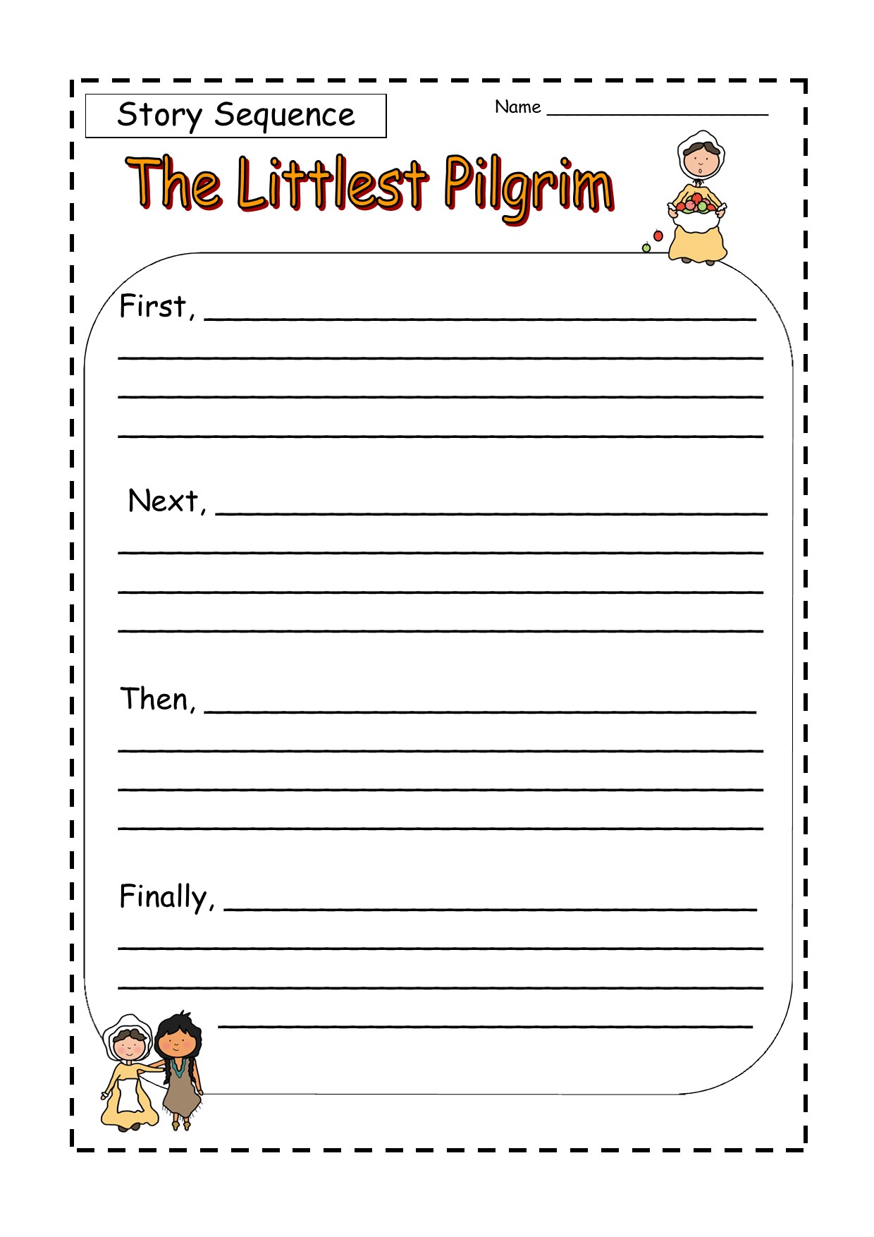 The Littlest Pilgrim Main Idea Story Elements & Sequence Retell ...