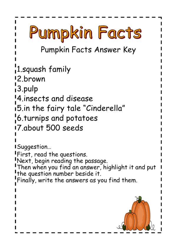 Pumpkin Facts Reading Comprehension Passage - Made By Teachers