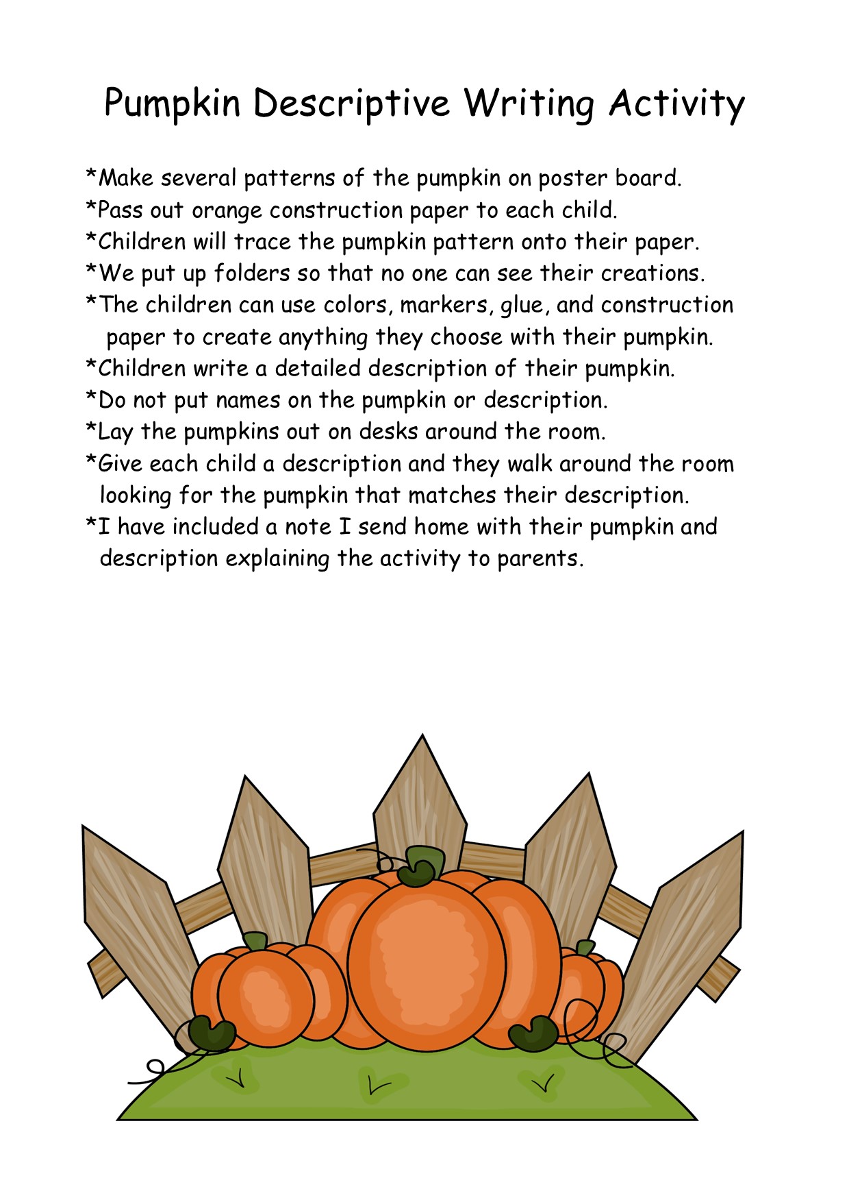 Pumpkin Descriptive Writing Craftivity | Made By Teachers