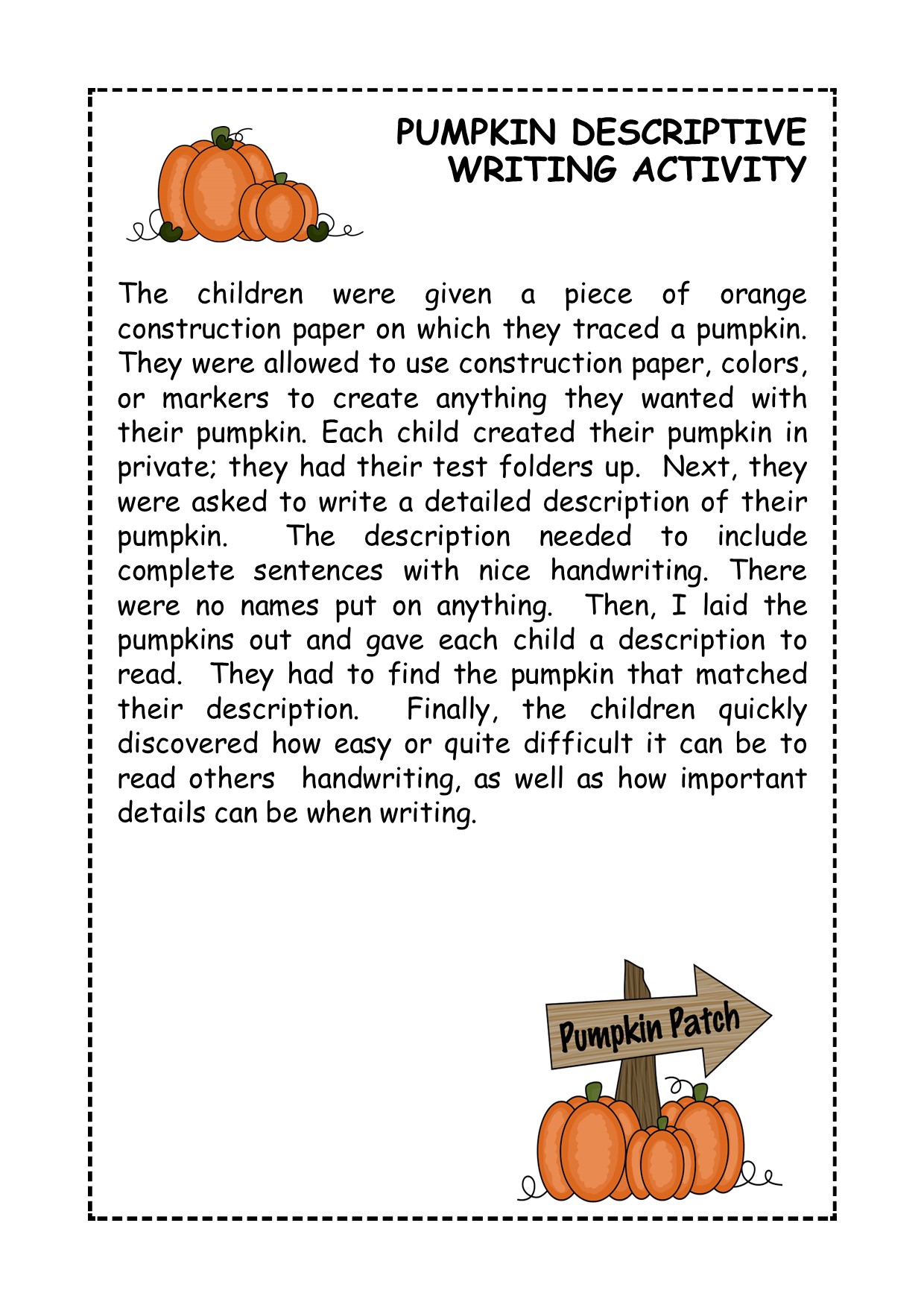Pumpkin Descriptive Writing Craftivity | Made By Teachers