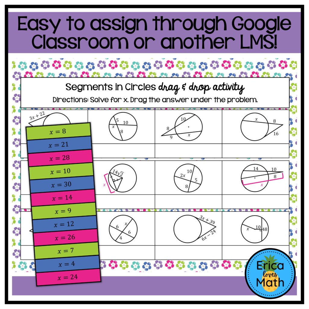 Angles, Arcs, Segments in Circles Digital Activity Drag & Drop - Made ...