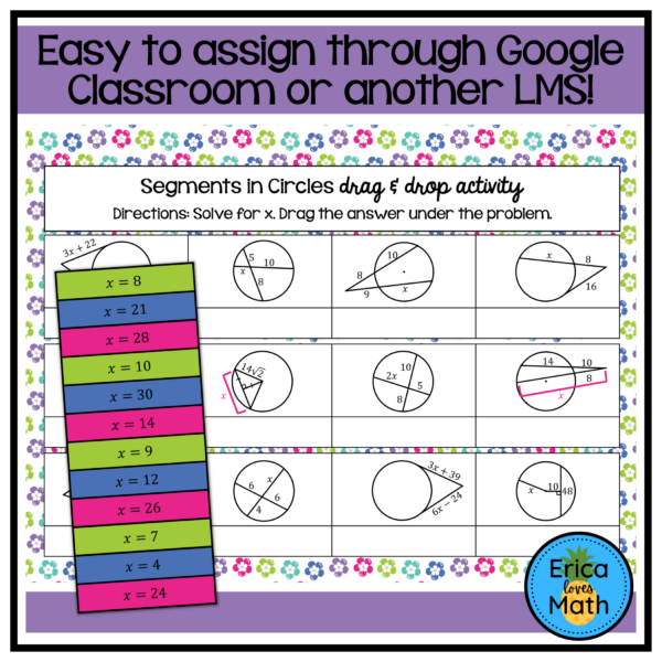 Angles, Arcs, Segments in Circles Digital Activity Drag & Drop | Made ...