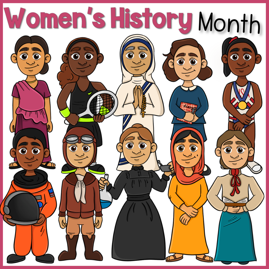 Women's History Month Clip Art | Amelia Earhart, Anne Frank, Helen ...