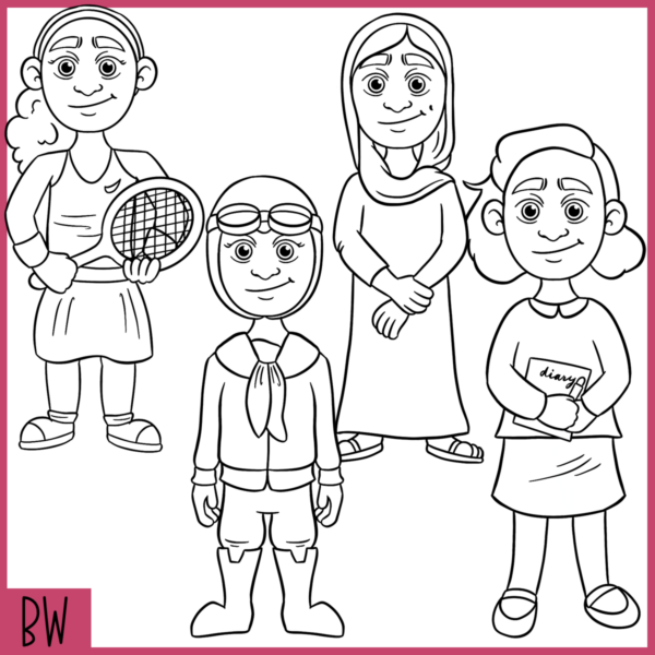 Women's History Month Clip Art | Amelia Earhart, Anne Frank, Helen ...