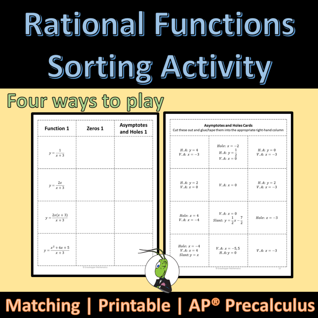 Rational Functions Sorting Activity | Google | AP® Precalculus 1.8, 1.9 ...
