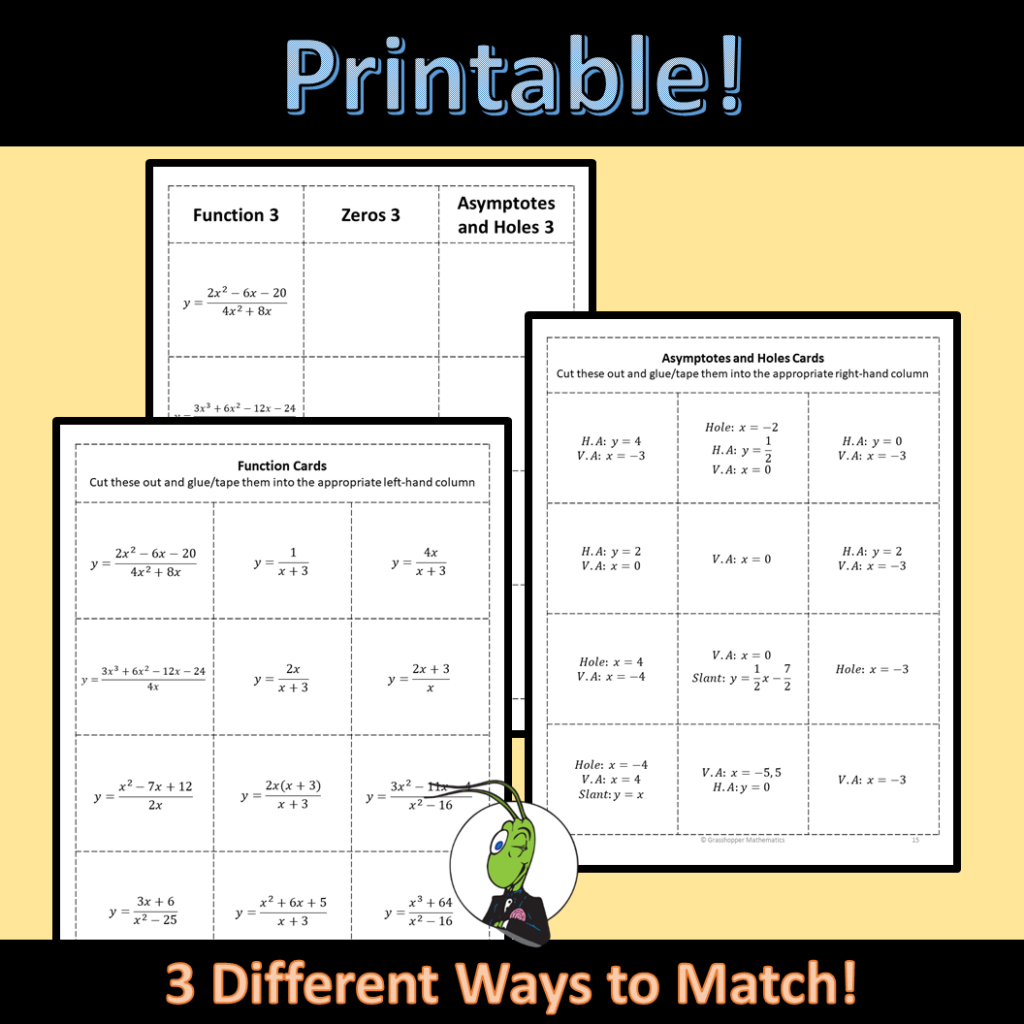 Rational Functions Sorting Activity | Google | AP® Precalculus 1.8, 1.9 ...
