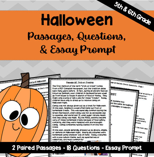 Halloween Paired Passages with Questions & Essay Prompt - 5th & 6th ...