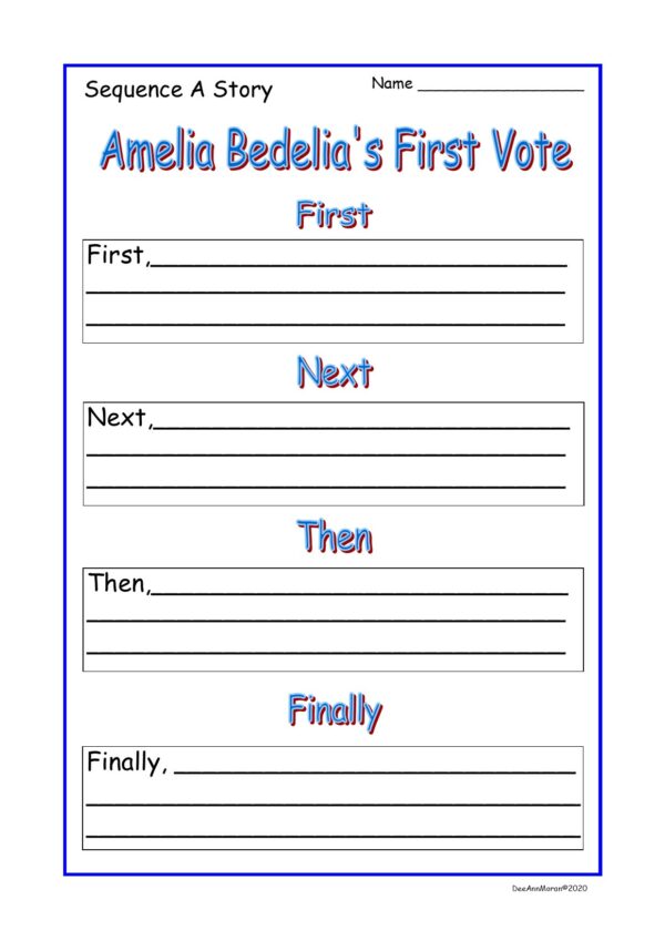 Amelia Bedelia's First Vote-Summarize, Retell, Sequence, Election ...