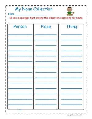 Scavenger Hunt Nouns-Person Place Thing - Made By Teachers