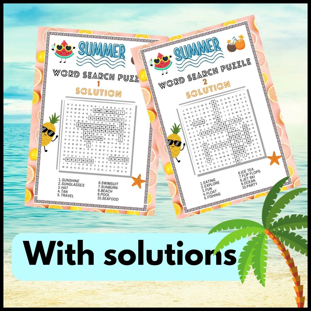 Summer Word Search Puzzle -JUNE JULLY AUGUST- activities. | Made By ...