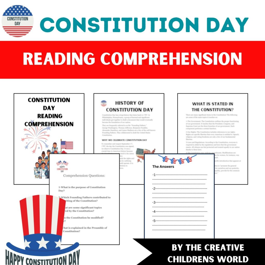 Constitution Day Printable Reading comprehension - Made By Teachers