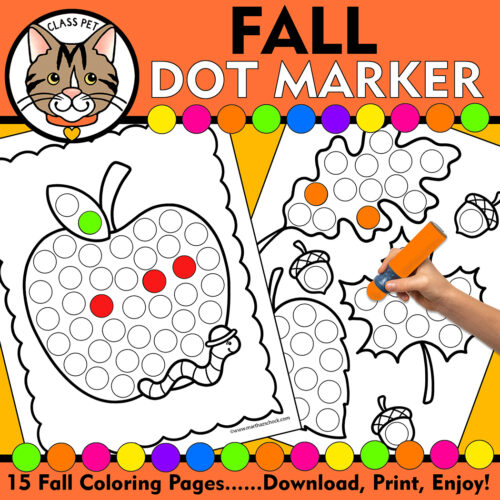 Fall Dot Marker Coloring Pages, Fall Do a Dot Printable, Fall Fine ...