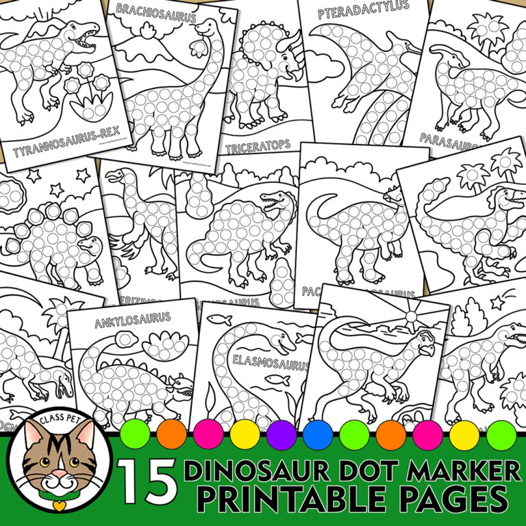Dinosaur Dot Marker Coloring Pages, Dinosaur Do a Dot Printable ...
