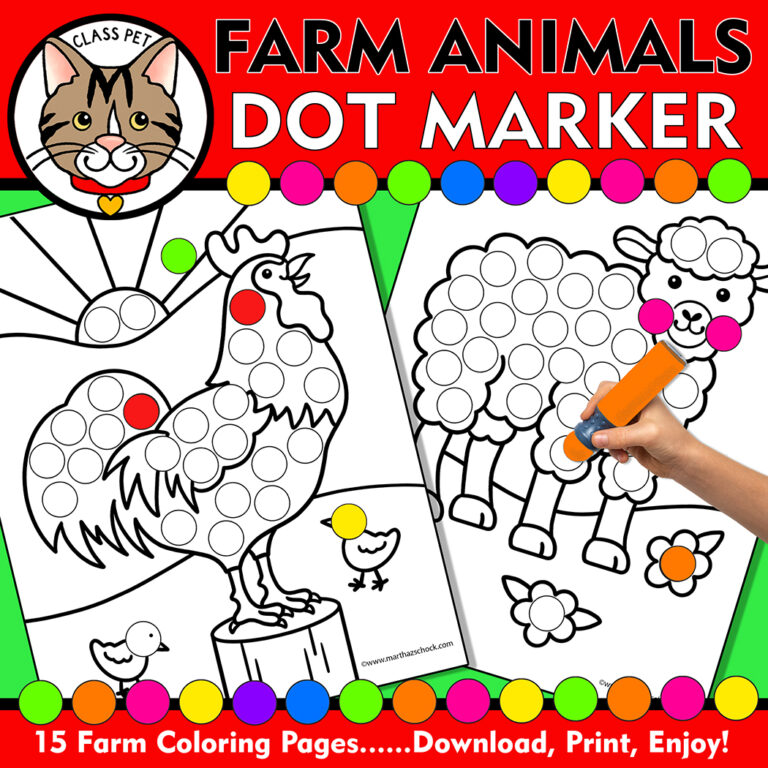 Farm Dot Marker Coloring Pages, Farm Do a Dot Printables, Farm Fine ...