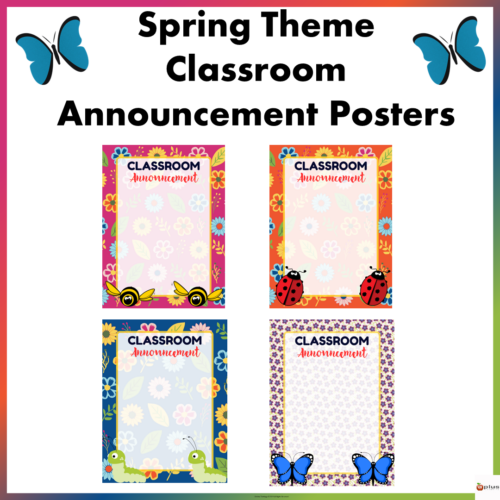Spring Theme Classroom Announcement Posters Editable | Made By Teachers
