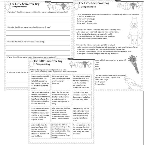 The Little Scarecrow Boy Fall Reading Comprehension Quiz & Story ...