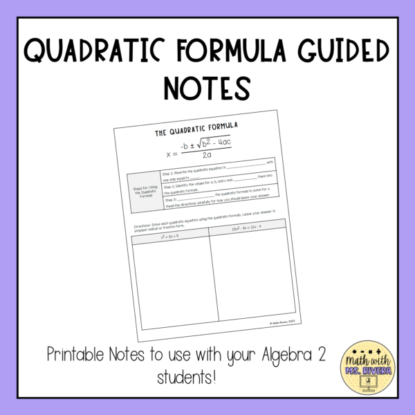 Quadratic Formula Guided Notes for Algebra 2 | Made By Teachers