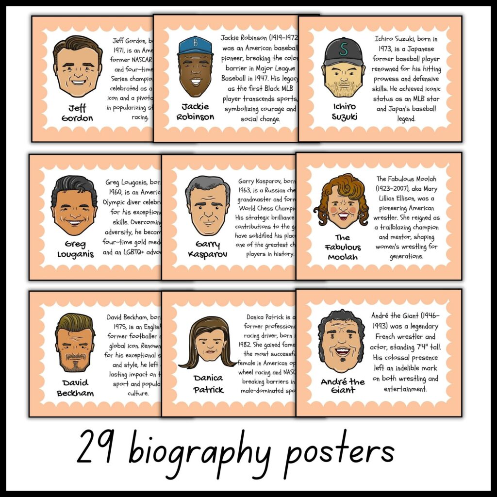 Famous Sports Figures and Athletes Biography Posters: Sports Day ...