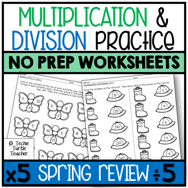 No Prep Multiplication and Division Practice Worksheets 5s Facts ...
