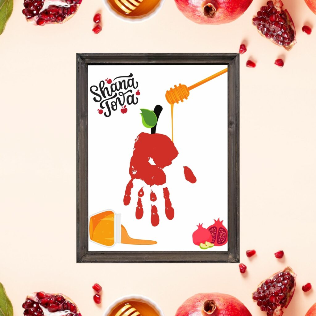 Rosh Hashanah Apple Handprint Craft | Jewish Holiday Handprint Card ...