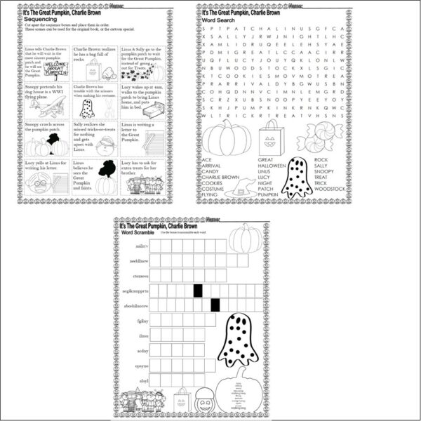 It's the Great Pumpkin Charlie Brown Halloween Word Search Scene ...