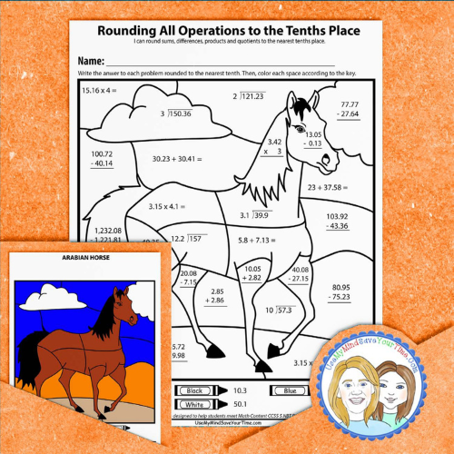 5th Grade - Rounding Decimals Worksheets | Create Your Own Color by ...