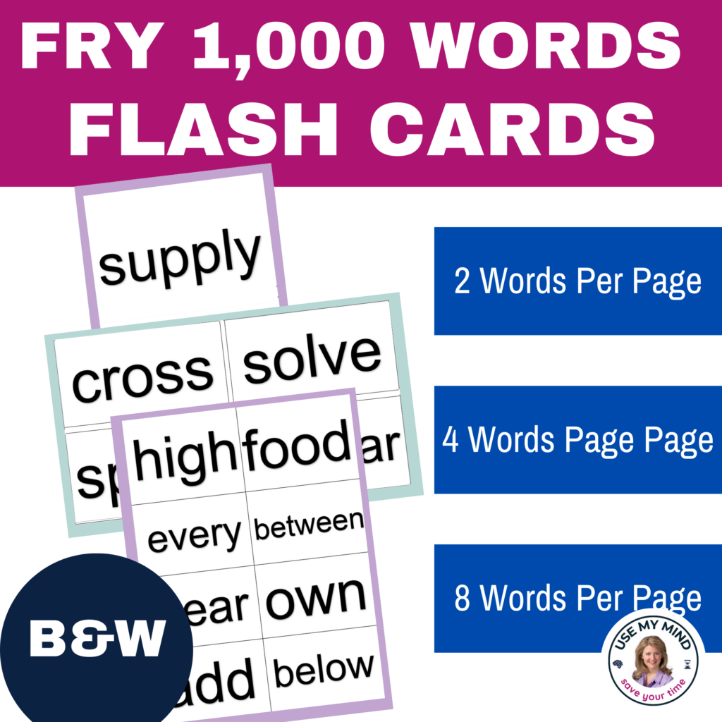 Fry Word List - 1,000 High Frequency Words - Assessment & Fluency ...