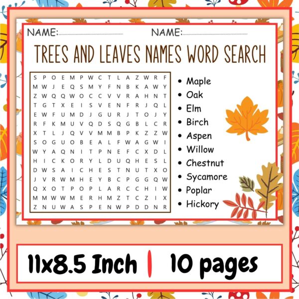 Fall Activities - Worksheets | Autumn Trees and Leaves Names Word ...