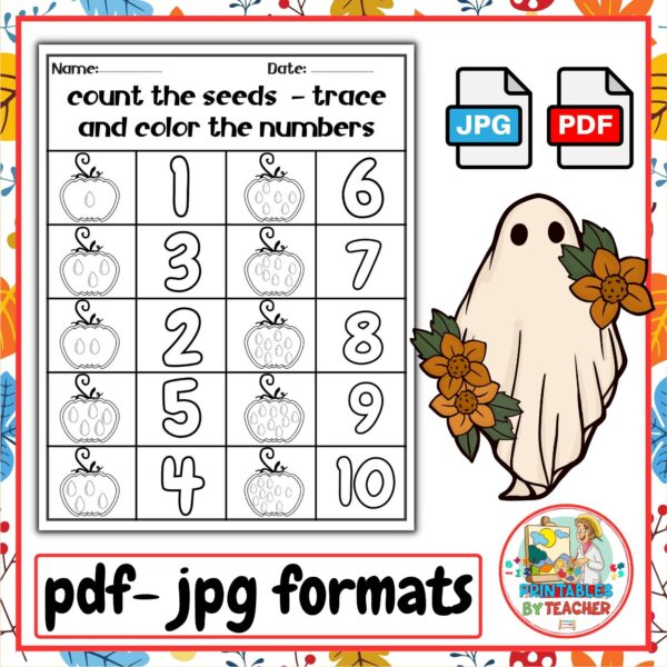 Fall activities | Autumn math worksheets | Fall count trace and color ...