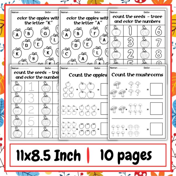 Fall activities | Autumn math worksheets | Fall count trace and color ...