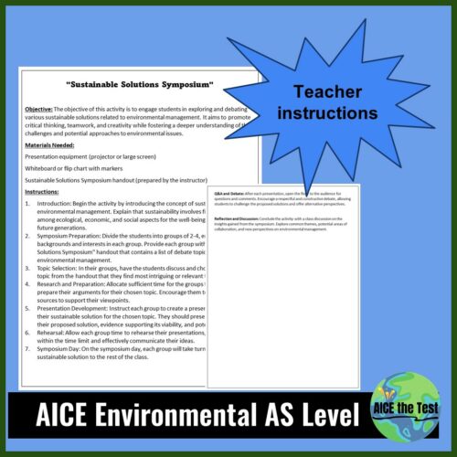Sustainable Solutions AICE Environmental Unit1 Activity Project | Made ...