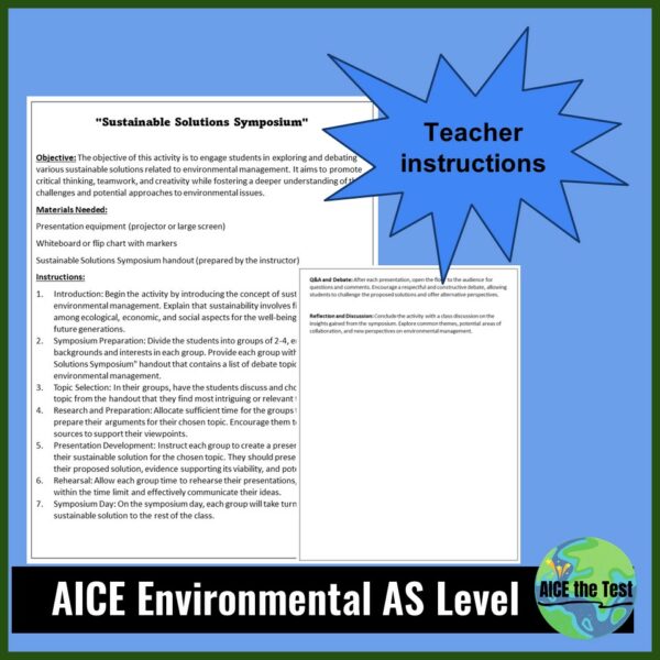 Sustainable Solutions AICE Environmental Unit1 Activity Project | Made ...