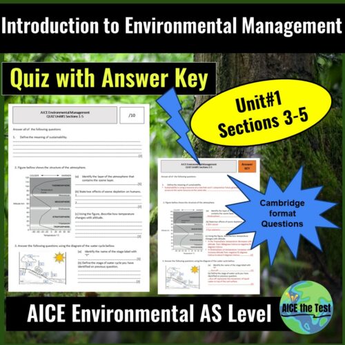 AICE Environmental Unit#1 QUIZ Sections 3-5 - Made By Teachers