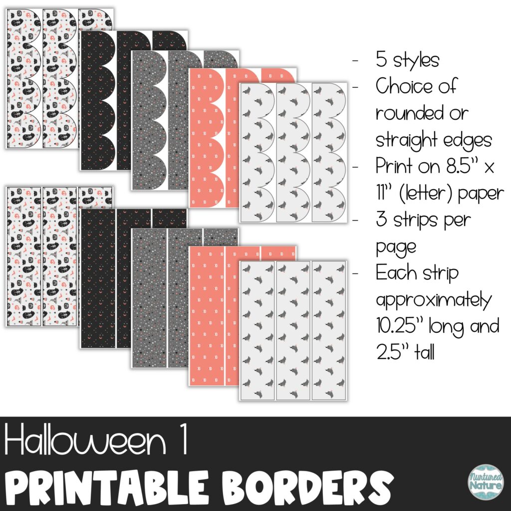 Halloween Bulletin Board Borders Printable for October - Ghosts and ...