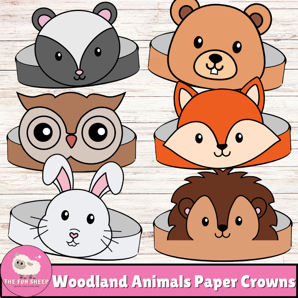 Woodland Animals Paper Crowns | Forest Animals Hats Coloring Craft ...