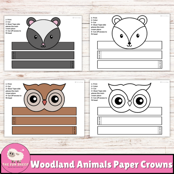 Woodland Animals Paper Crowns | Forest Animals Hats Coloring Craft ...