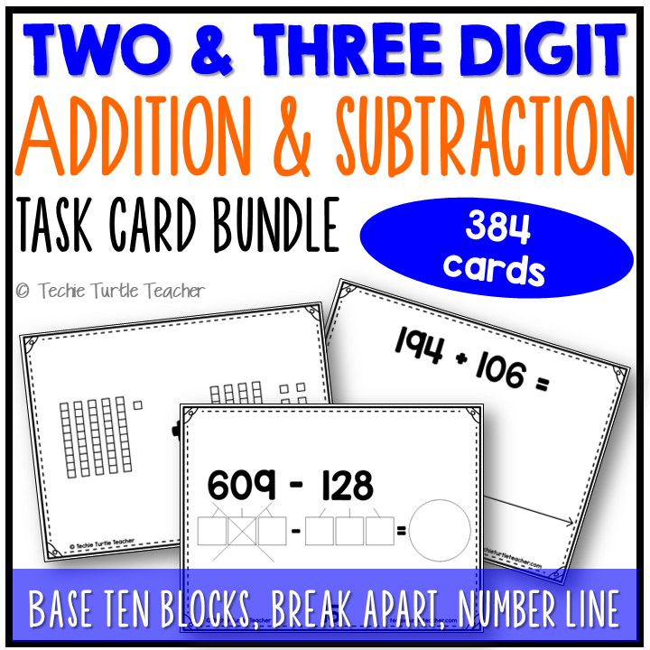 2-Digit & 3-Digit Addition & Subtraction Bundle Base Ten Blocks | Made ...