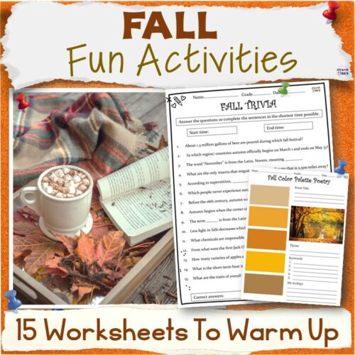 Fall Activities, Autumn Middle School Fun Worksheets - Print and ...