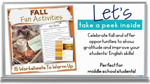 Fall Activities, Autumn Middle School Fun Worksheets - Print and ...