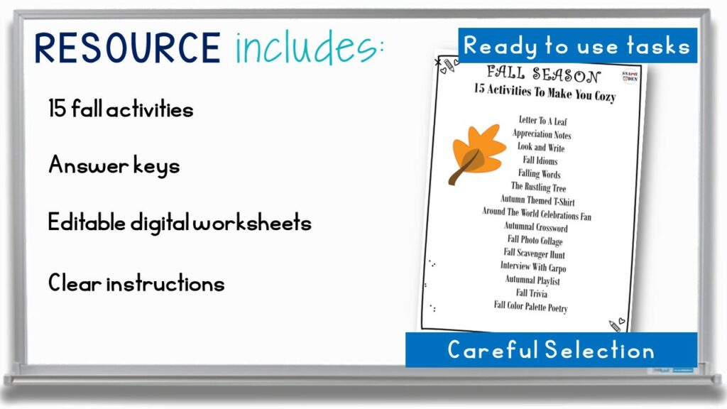 Fall Activities, Autumn Middle School Fun Worksheets - Print and ...
