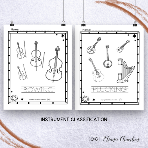 String Instruments - Coloring Pages - Trace the name - String Family ...