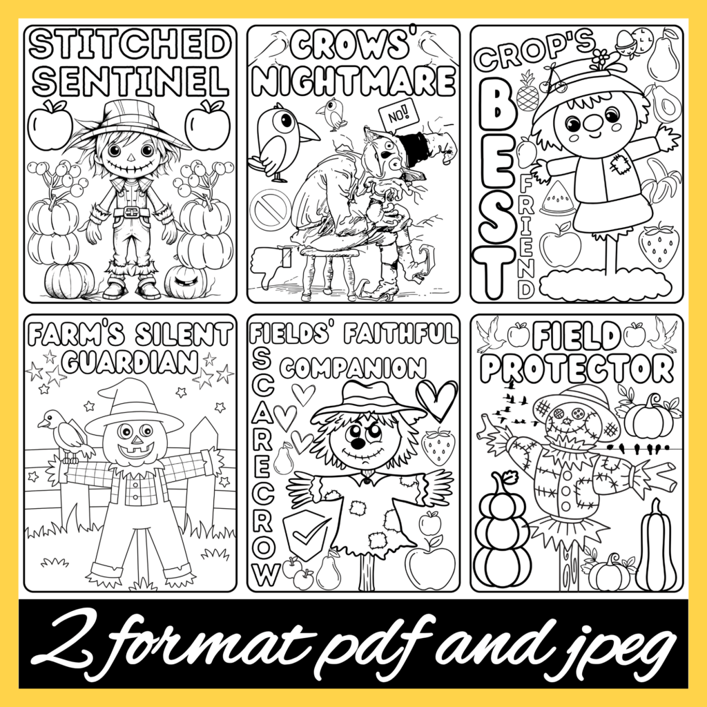 Autumn Scarecrow Coloring Pages | Fall September October Coloring ...