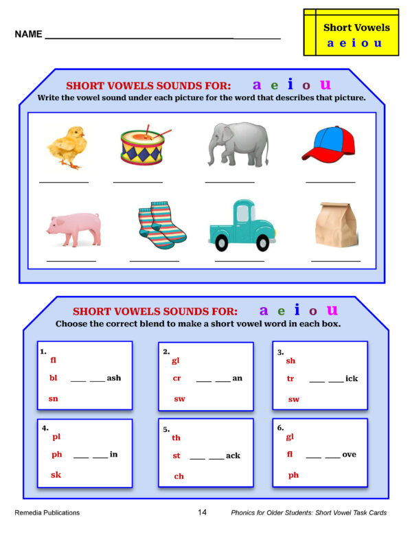 Science of Reading - Phonics For Older Students Short Vowel Task Cards ...