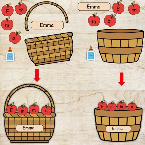 Apple Name Craft | Fall Apple Basket Name Craft | Fall Bulletin Board ...