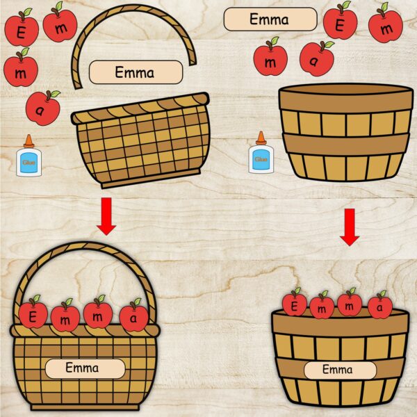 Apple Name Craft | Fall Apple Basket Name Craft | Fall Bulletin Board ...