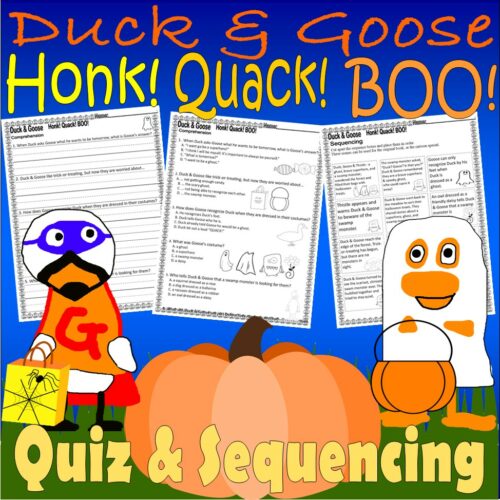 Duck & Goose Honk Quack Boo Halloween Reading Quiz Tests Story ...