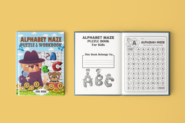 Alphabet Maze Puzzle And Workbook For Kids: Learn To Trace And ...