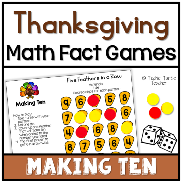 Thanksgiving Addition Making Ten Strategy Math Fact Games Partner ...